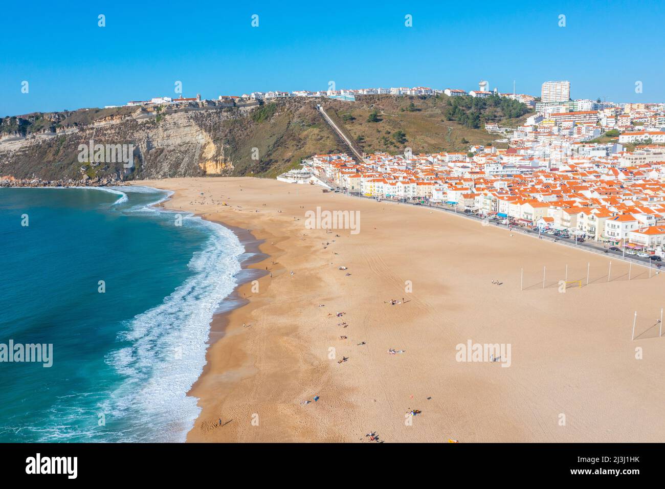 Panorama view of Portuguese town Nazare Stock Photo - Alamy