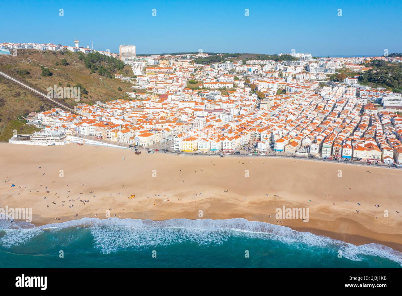 Panorama view of Portuguese town Nazare Stock Photo - Alamy