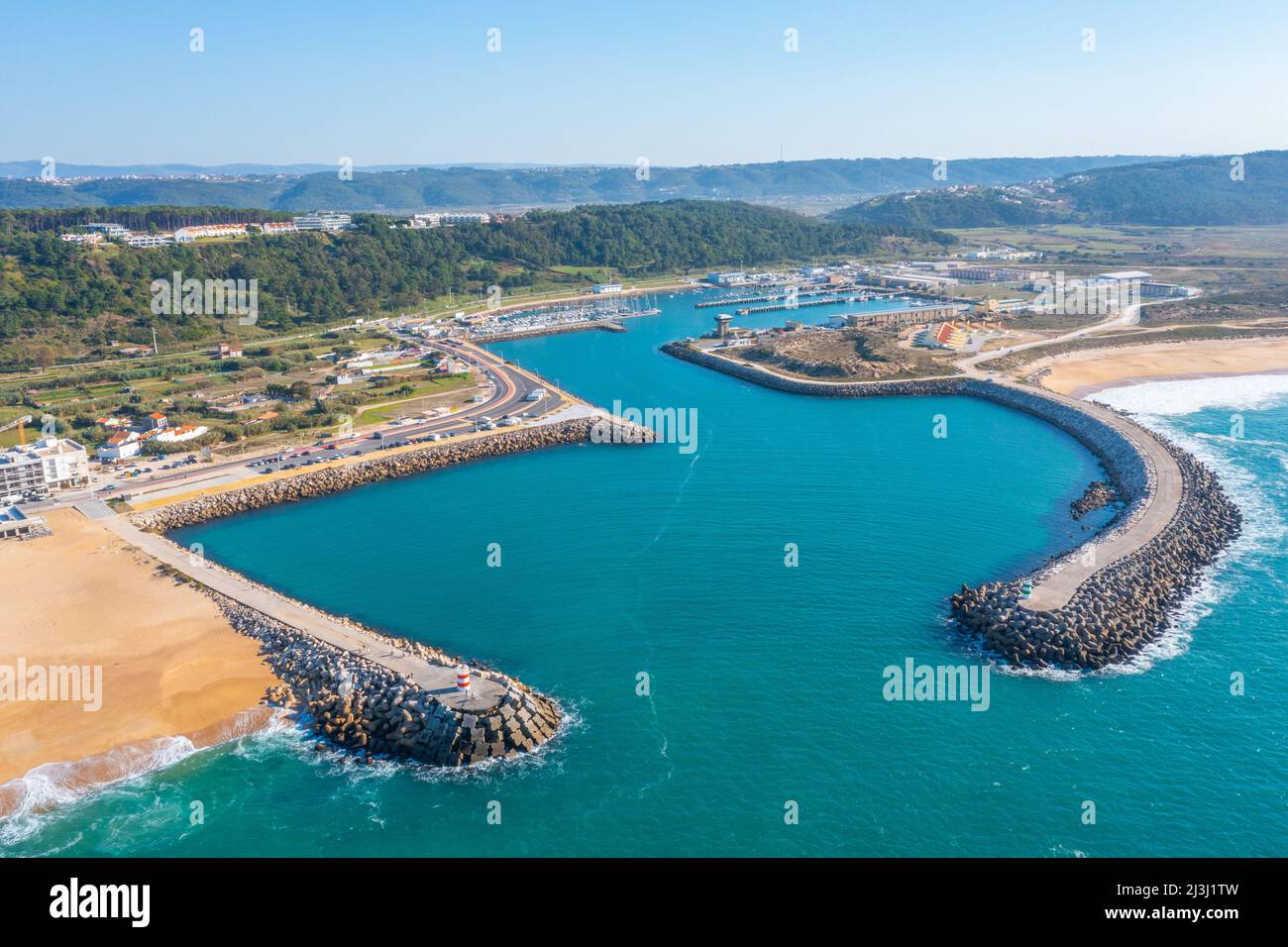 Aerial view of marina in Nazare, Portugal Stock Photo - Alamy