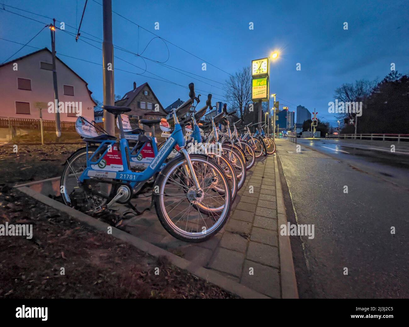 Mobility hub with rental bikes at subway stop in stuttgart hi-res stock ...