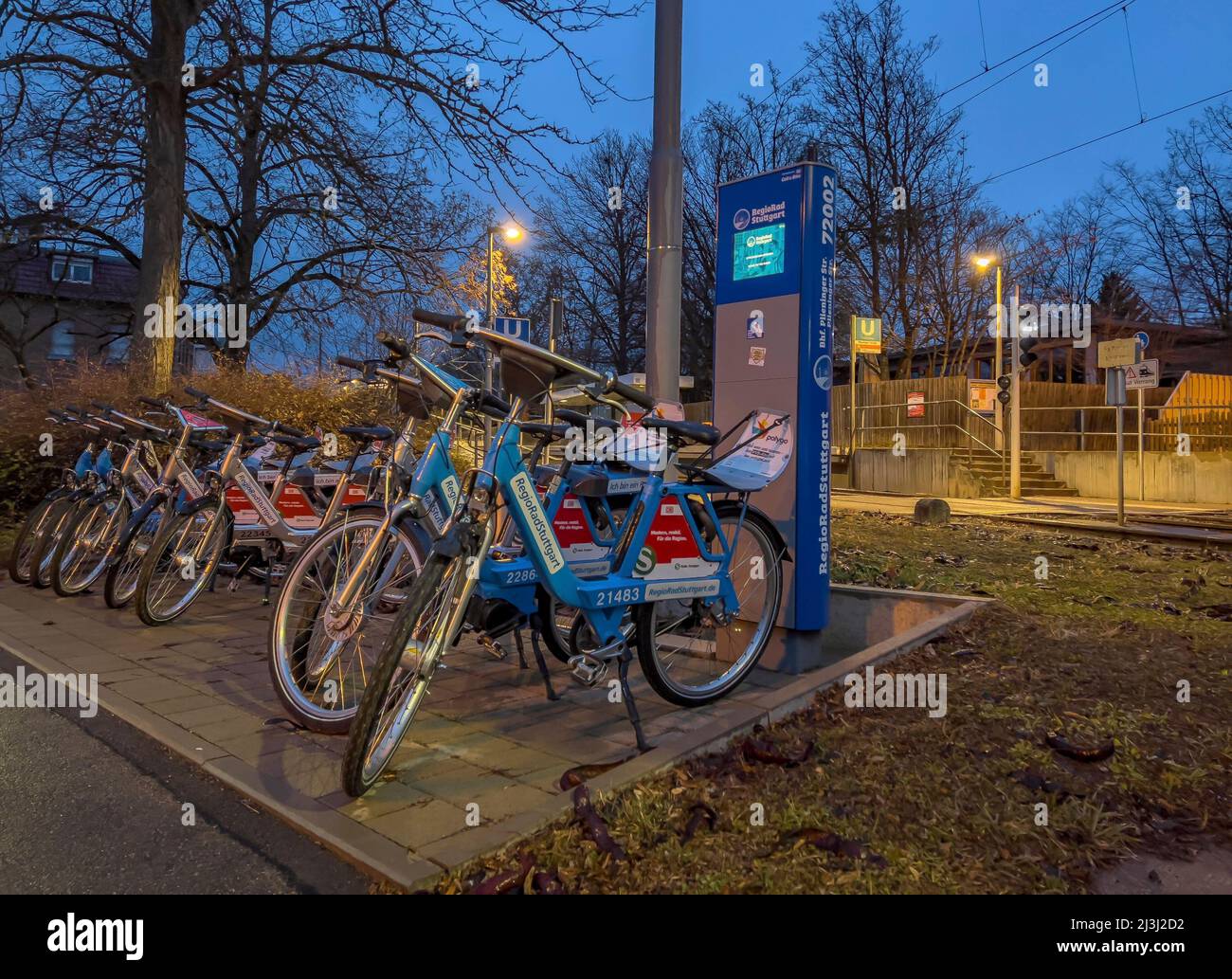 Mobility hub with rental bikes at subway stop in stuttgart hi-res stock ...