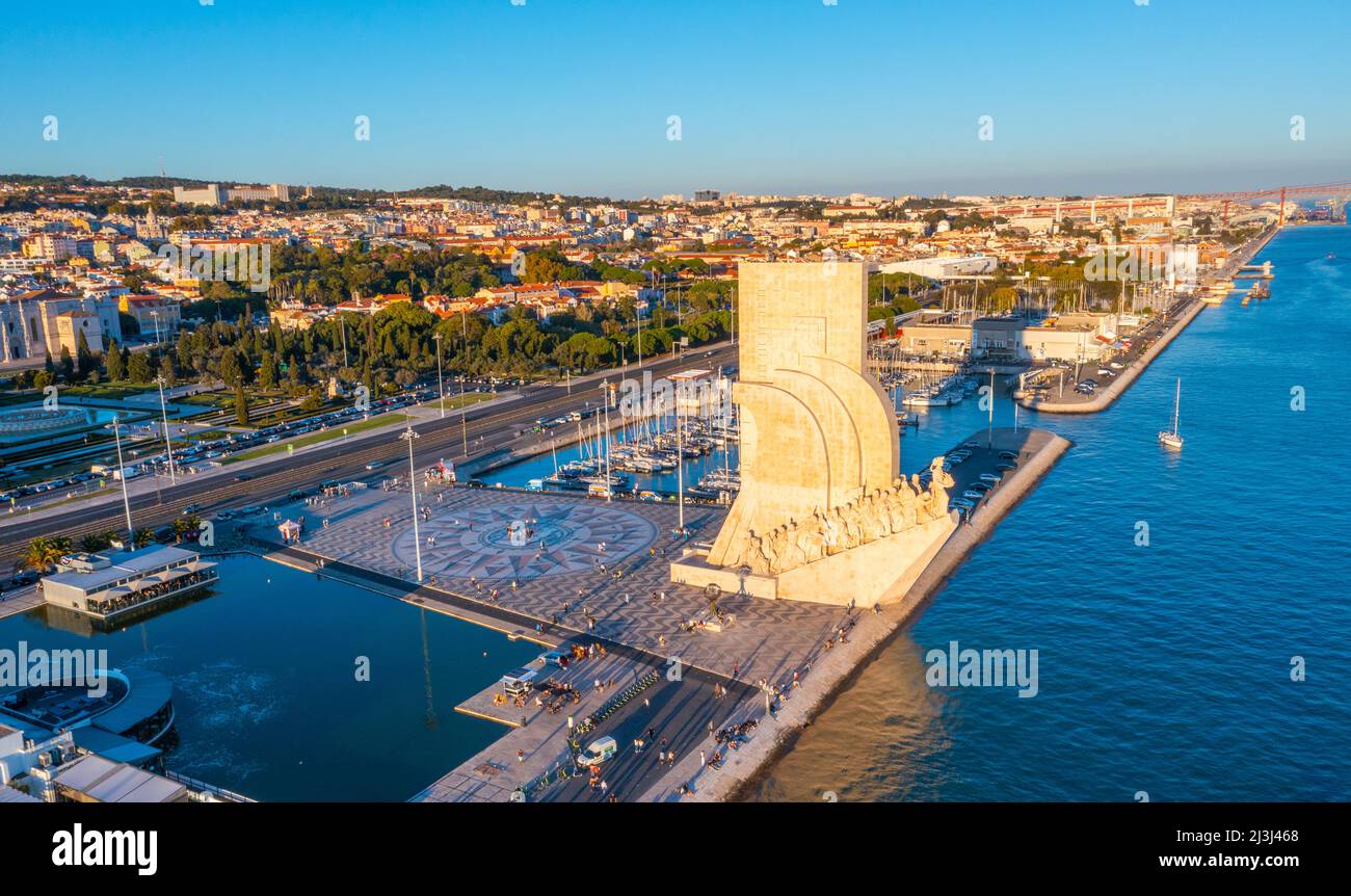 Panorama of Padrao dos Descobrimentos monument in Belem, Lisbon ...