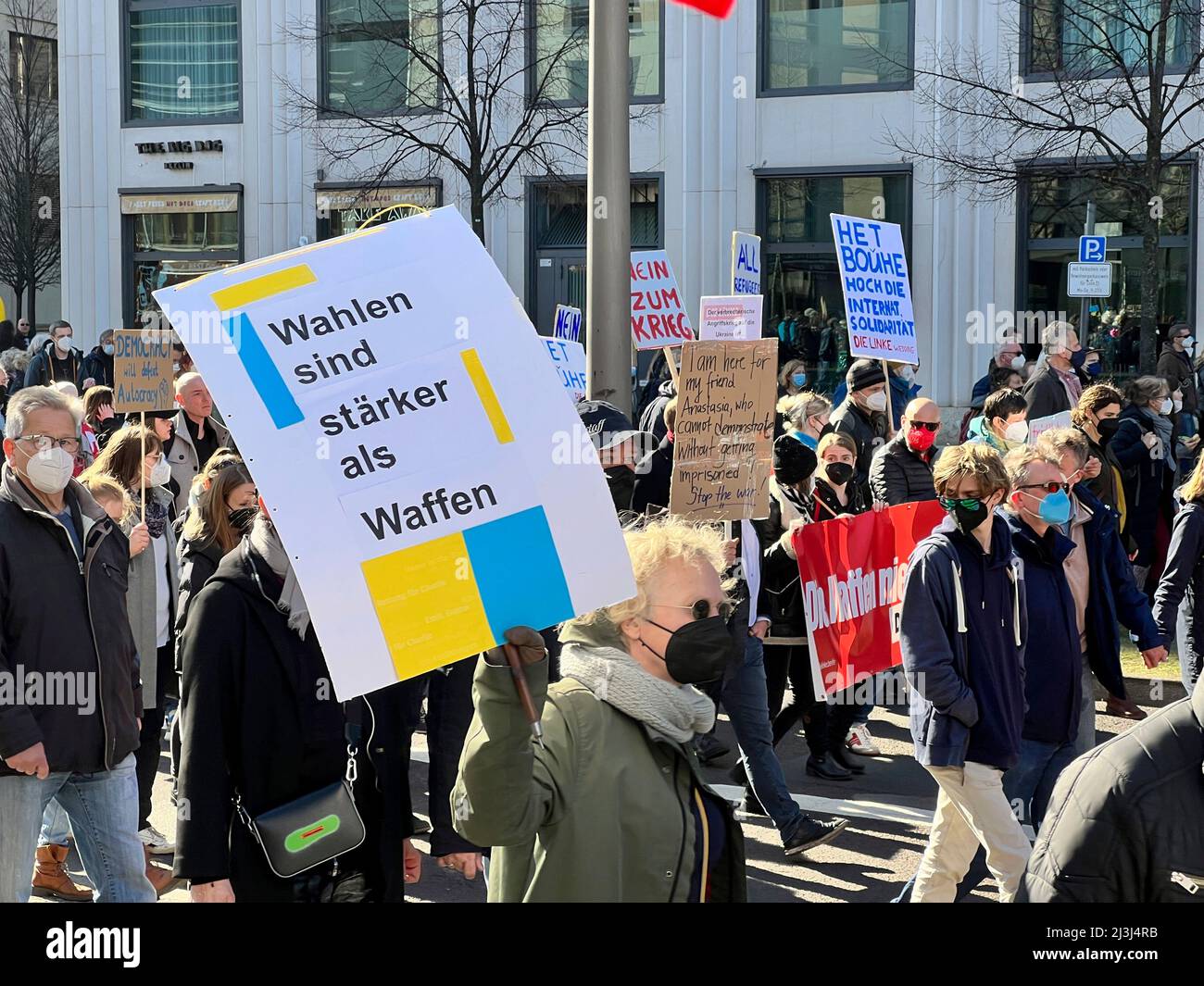 Peace demonstration against the Ukraine war in Berlin, 13.03.2022 Stock ...