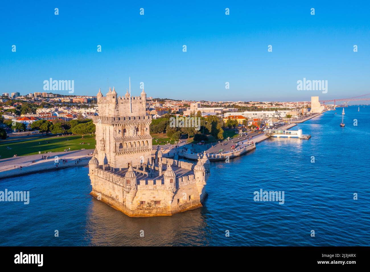 Aerial view of Torre de Belem in Lisbon, Portugal Stock Photo - Alamy