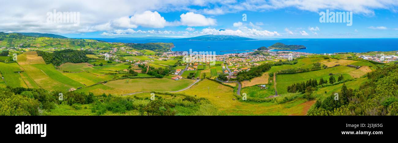 Pico island behind Horta town viewed from Faial, Azores, Portugal Stock ...