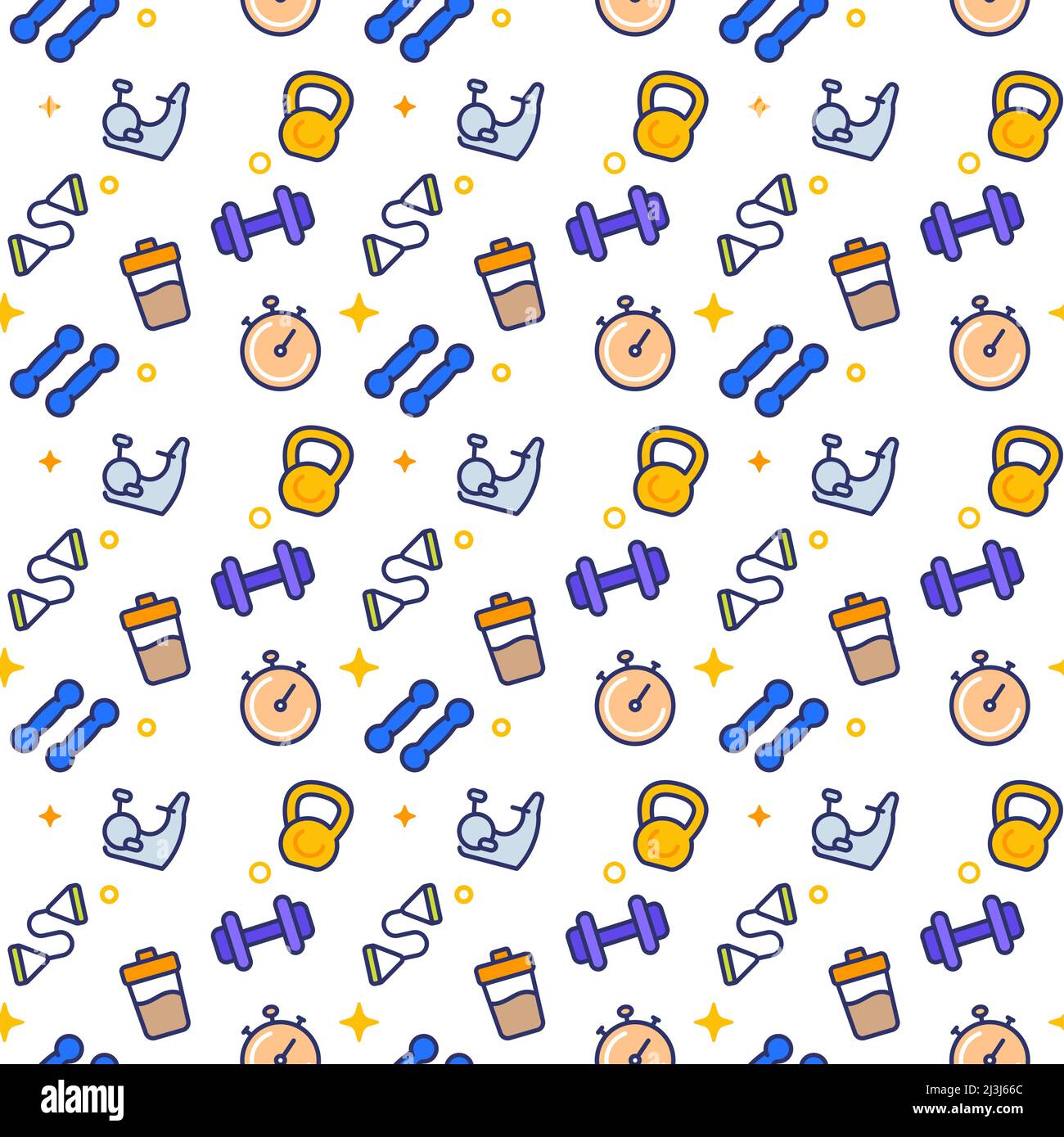 fitness pattern, background with fitness icons Stock Vector Image & Art ...
