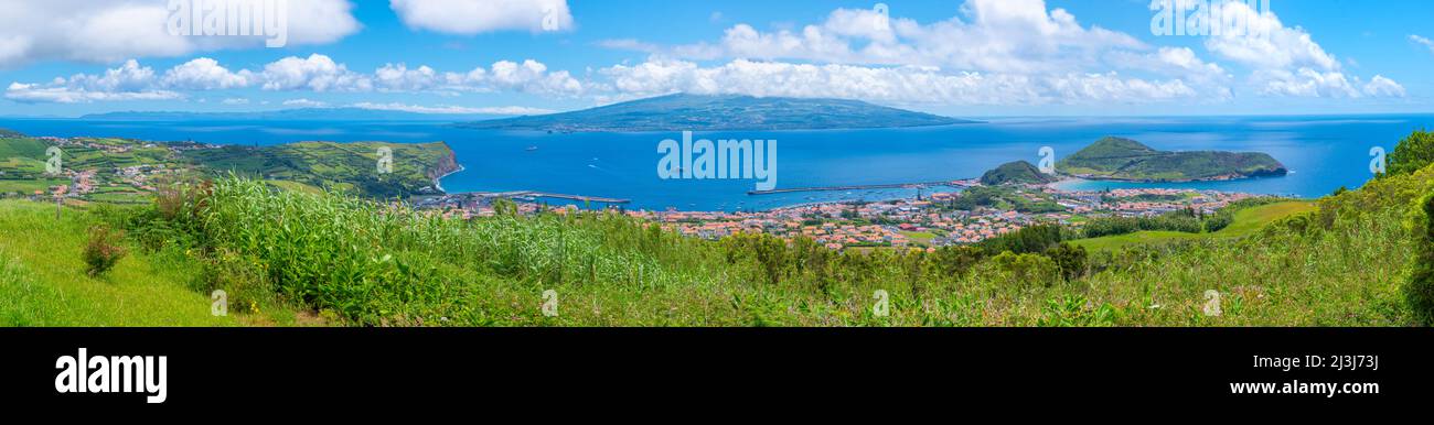 Pico island behind Horta town viewed from Faial, Azores, Portugal Stock ...