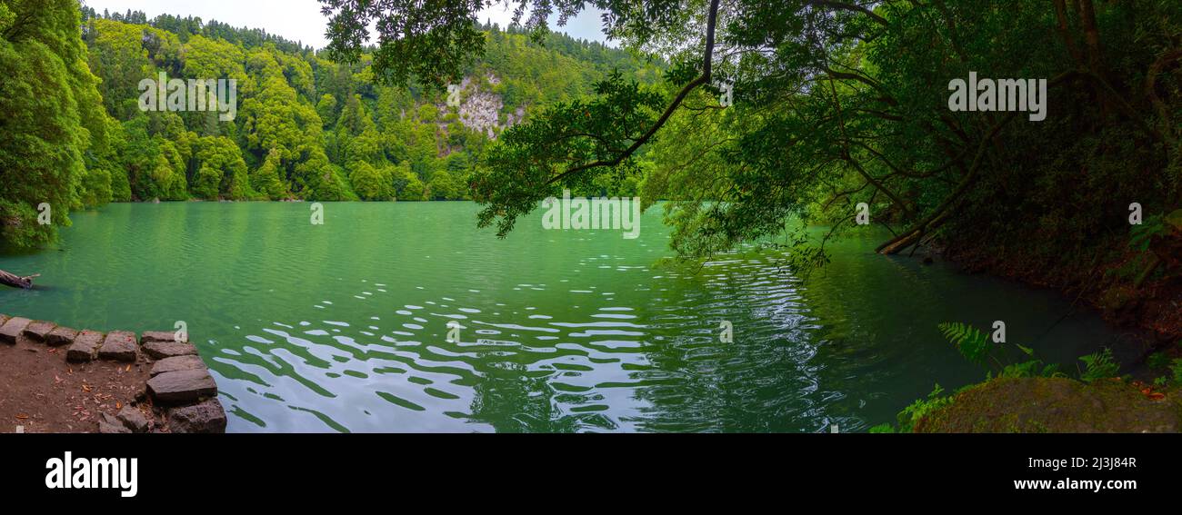 Lagoa do Congro lake at Sao Miguel island, Azores, Portugal Stock Photo ...