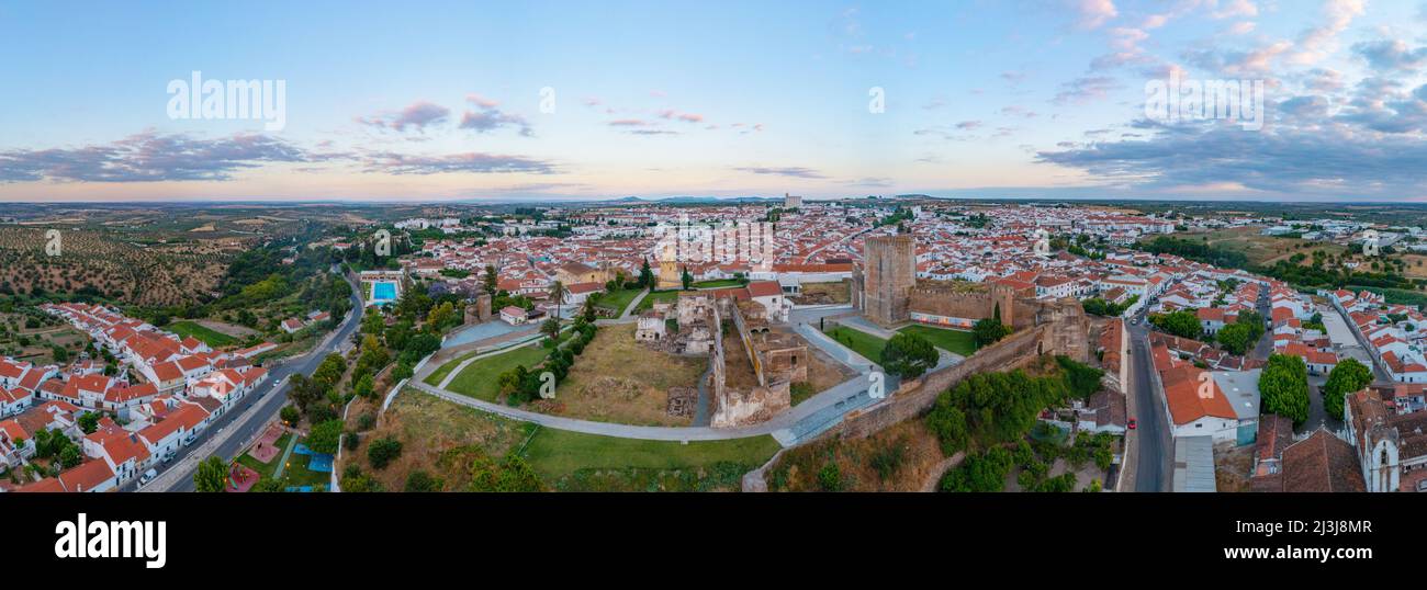 Aerial view of castle in Portuguese town Moura Stock Photo - Alamy