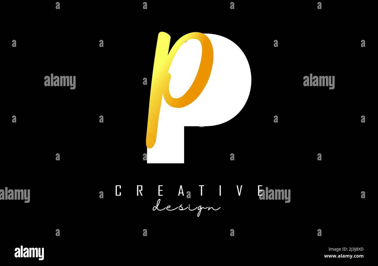 Golden Letters Pp logo with a minimalist design. Letters P and P with ...
