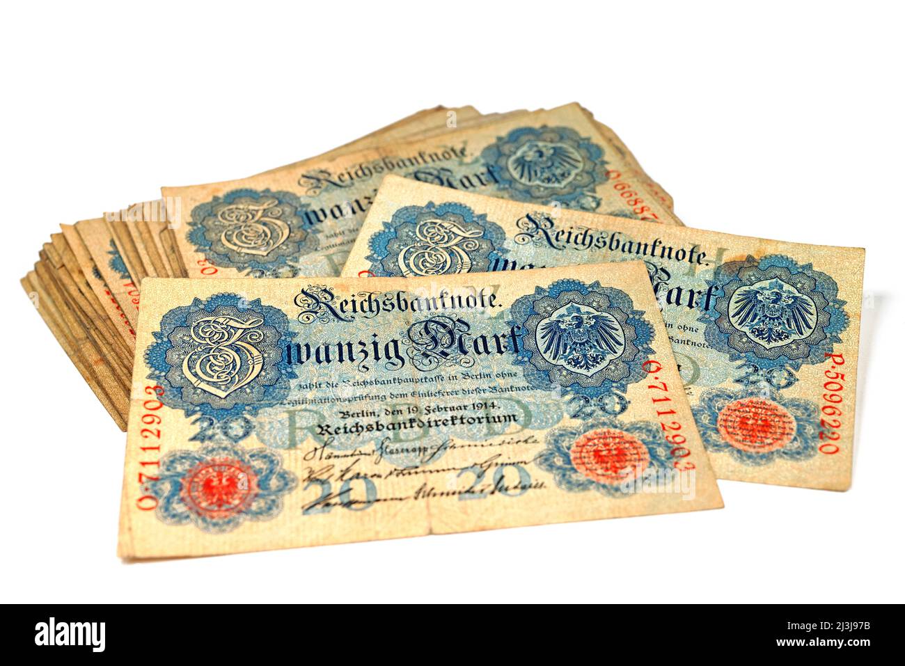 German Reich banknotes, 1914, against a white background Stock Photo ...