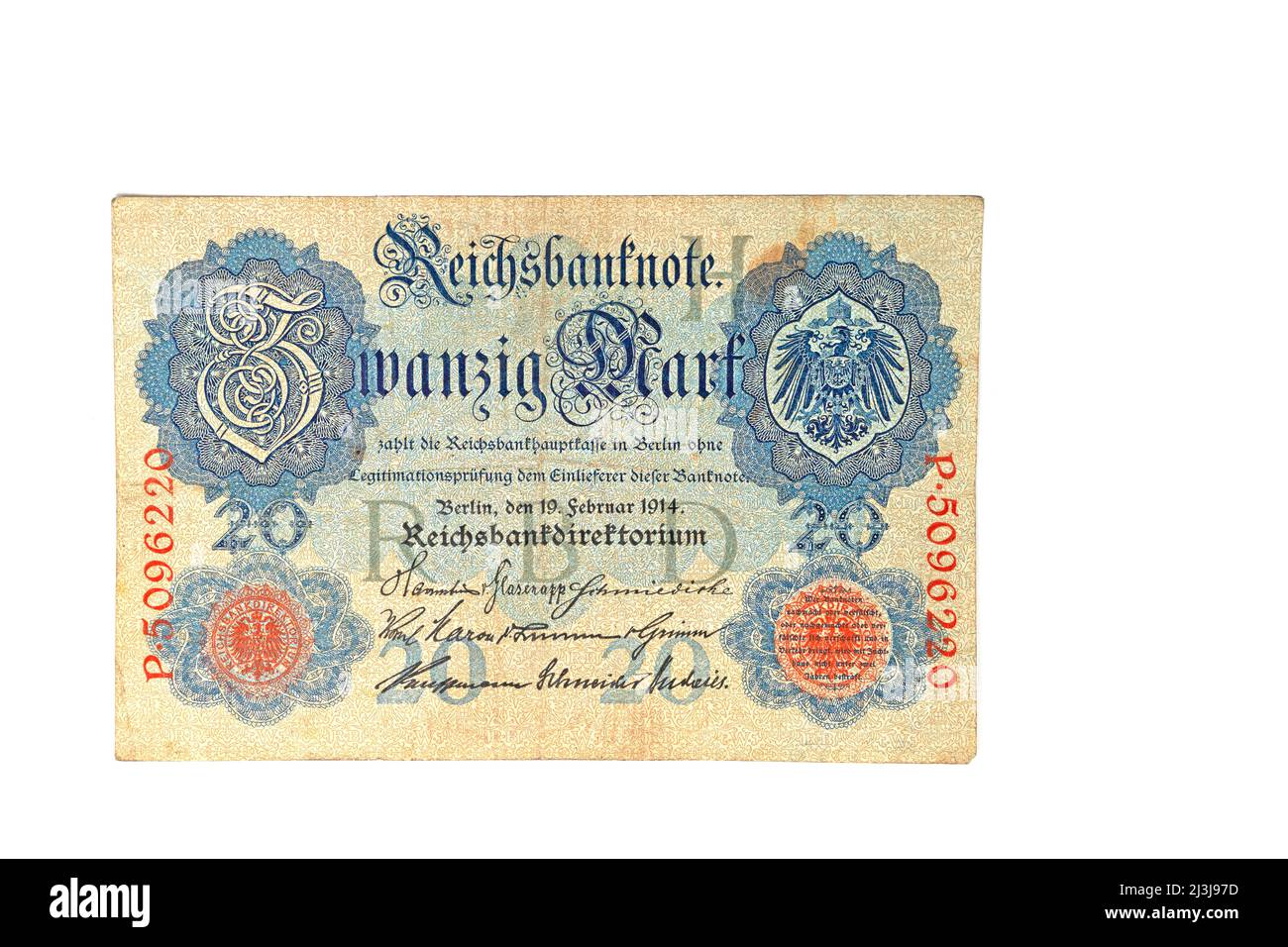 German Reich banknote, 1914, against a white background Stock Photo - Alamy