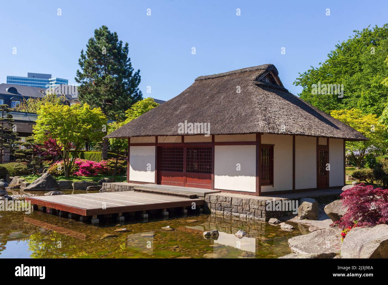 Tea house and pond with tv tower hi-res stock photography and images ...