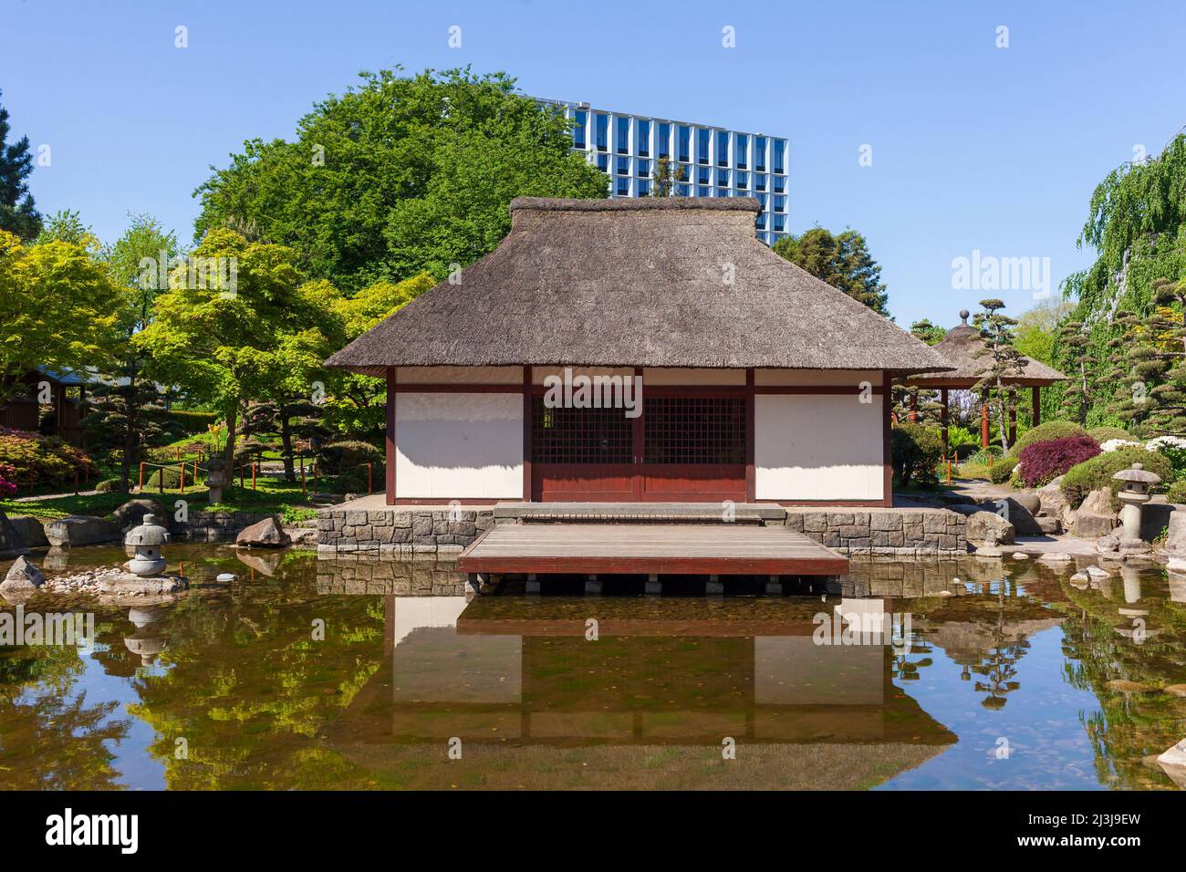 Tea house and pond with tv tower hi-res stock photography and images ...