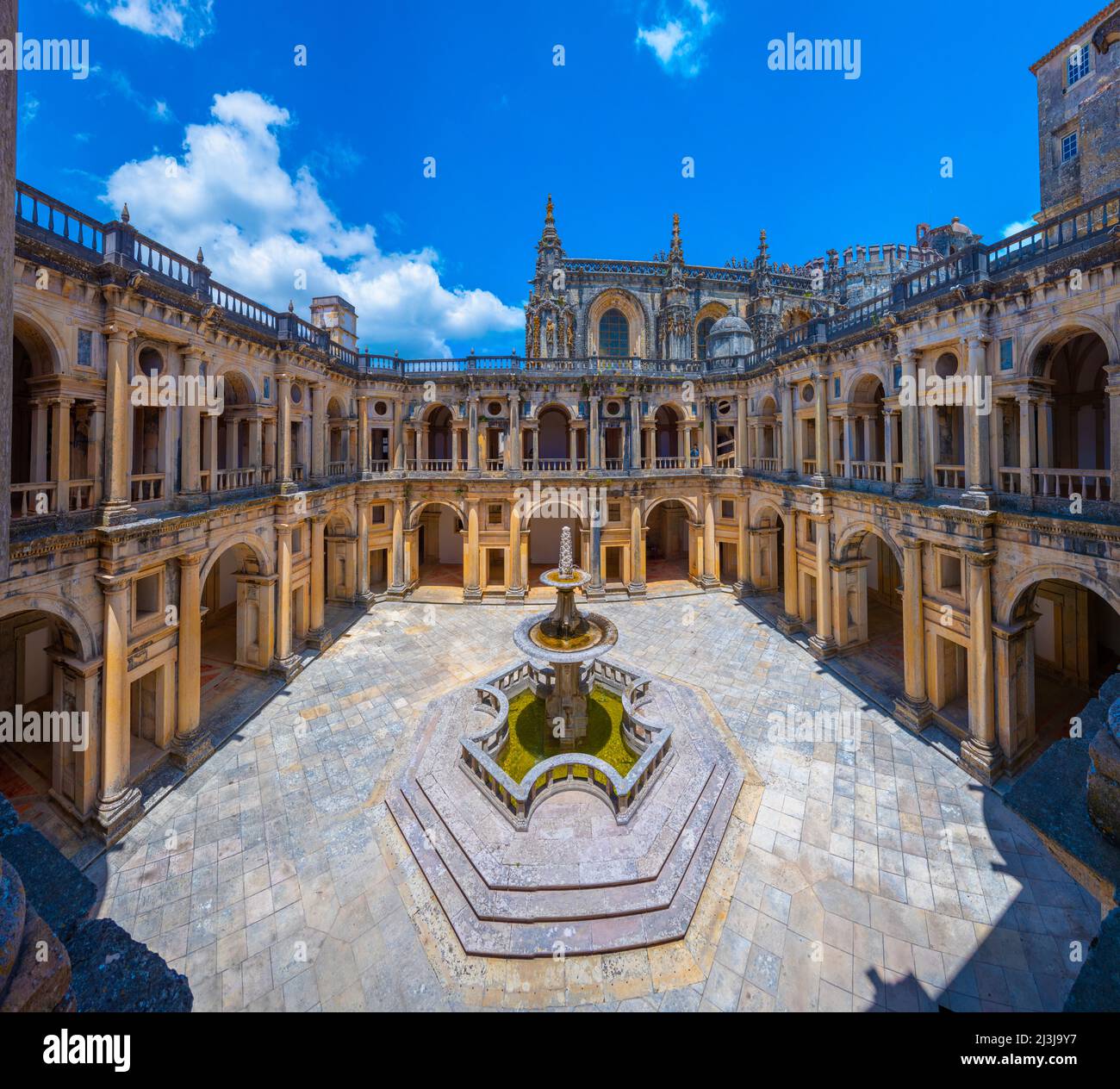 Cloister inside of the convent of Christ in Tomar, Portugal Stock Photo ...