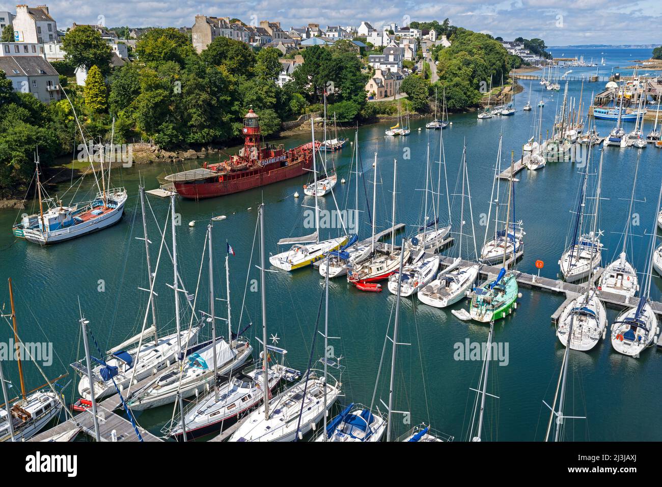 Douarnenez, old ships and modern sailing yachts in the historic port of ...