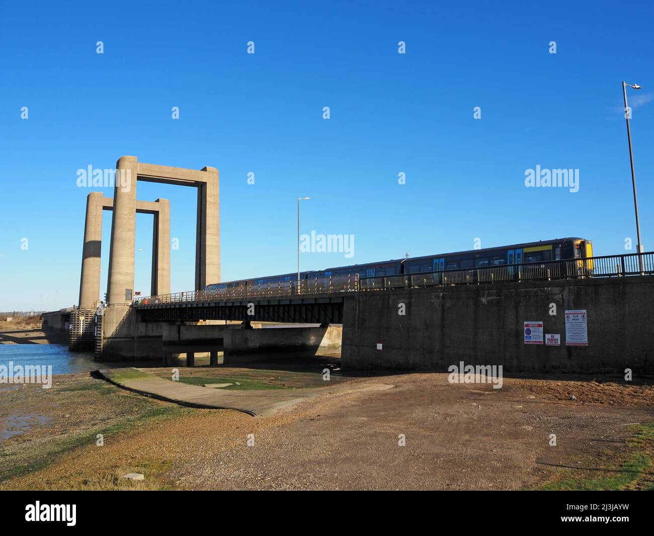 Train on the Kingsferry Bridge, Isle of Sheppey Crossing the River ...