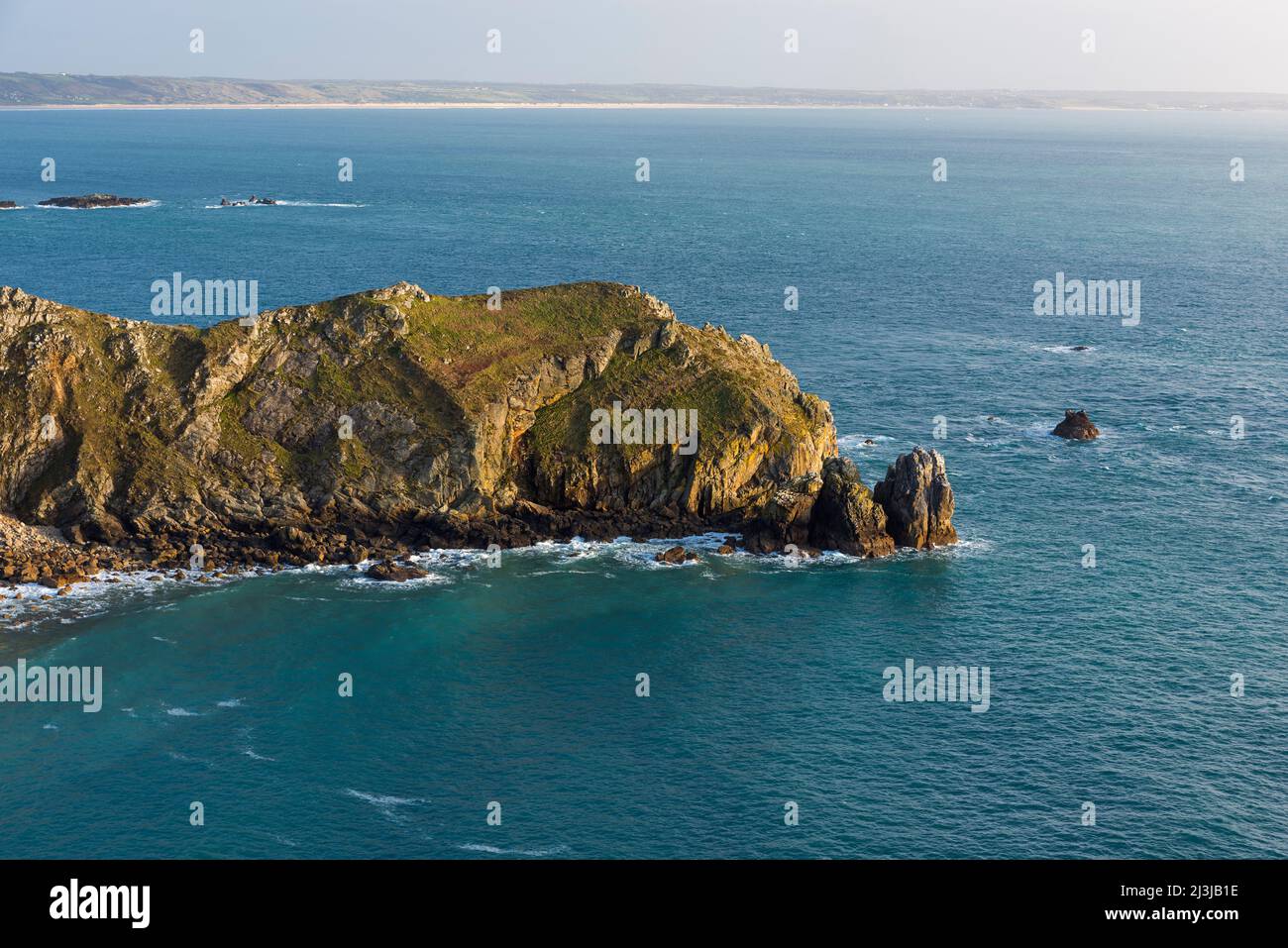 Nez de Jobourg, the rocks of the headland in the evening light, France ...