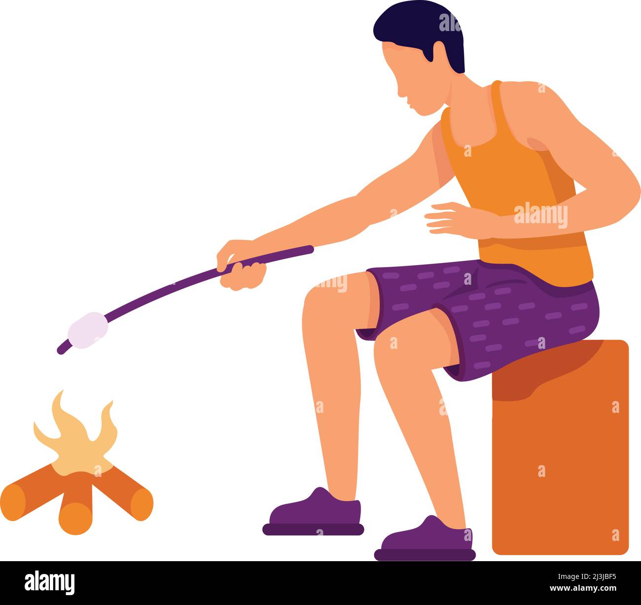 Roasting marshmallows over fire Stock Vector Images - Alamy