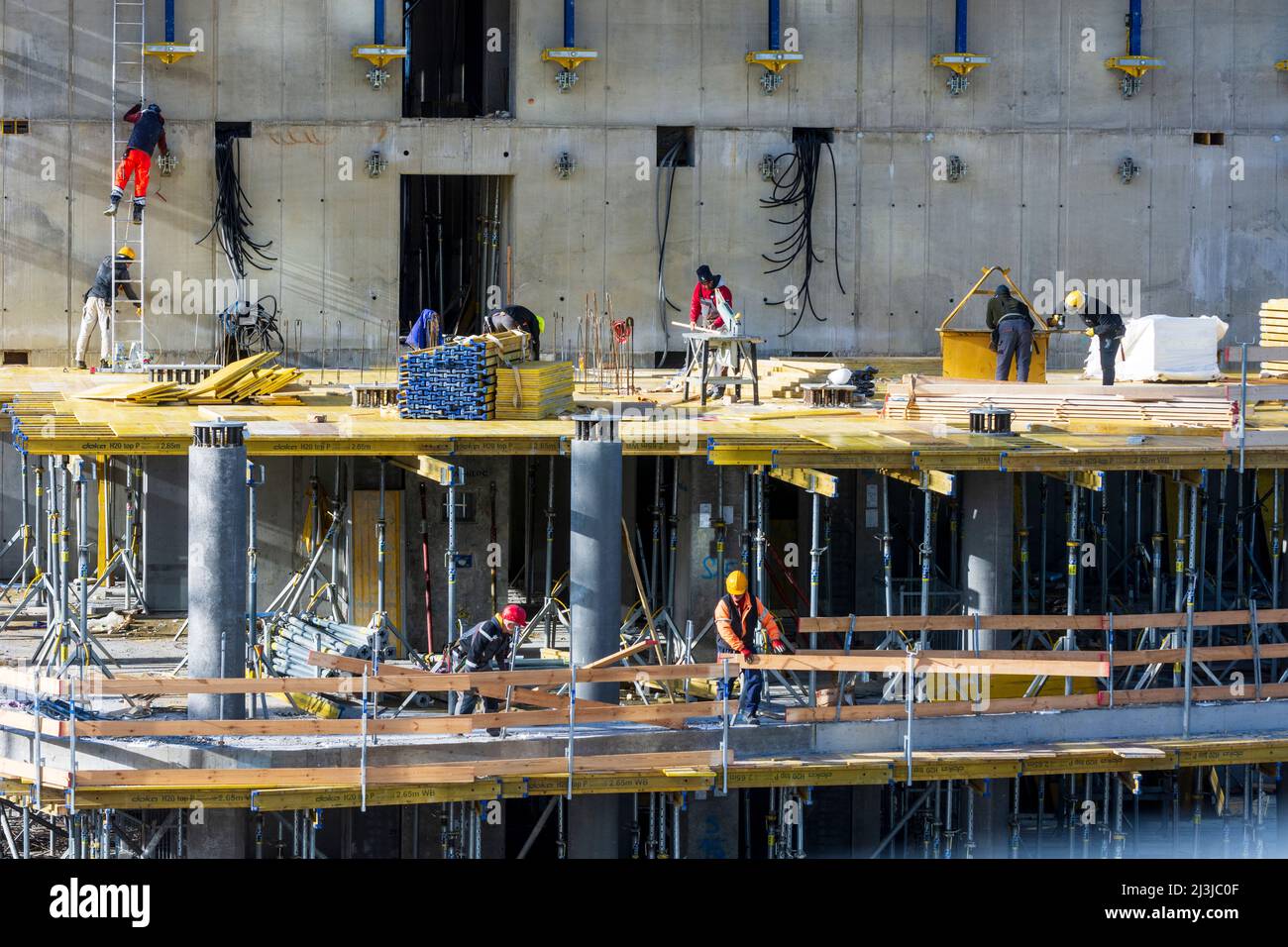 Construction workers working on ceiling formwork hi-res stock ...