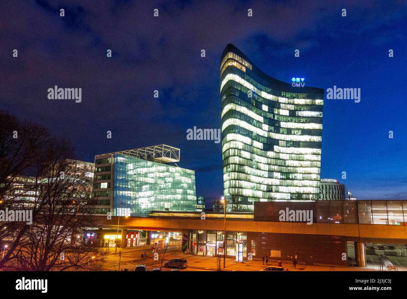 Vienna, OMV headquarters, Plus Zwei building, subway line 2 in 02 ...