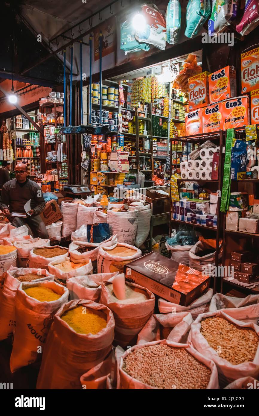bazaar, market stall, spices, city, medina, fez, maghreb, morocco ...