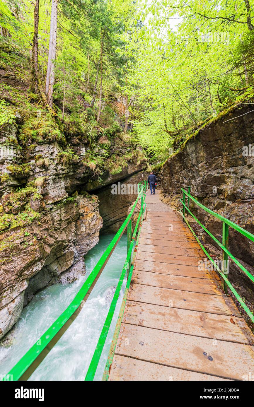 Breitachklamm gorge with wooden footbridge hi-res stock photography and ...