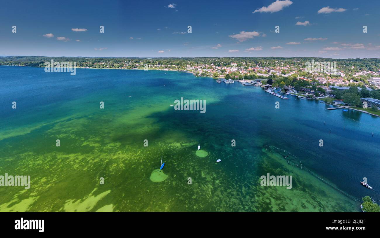 Aerial view, on Starnberg, on Lake Starnberg, Bavaria, Germany Stock ...