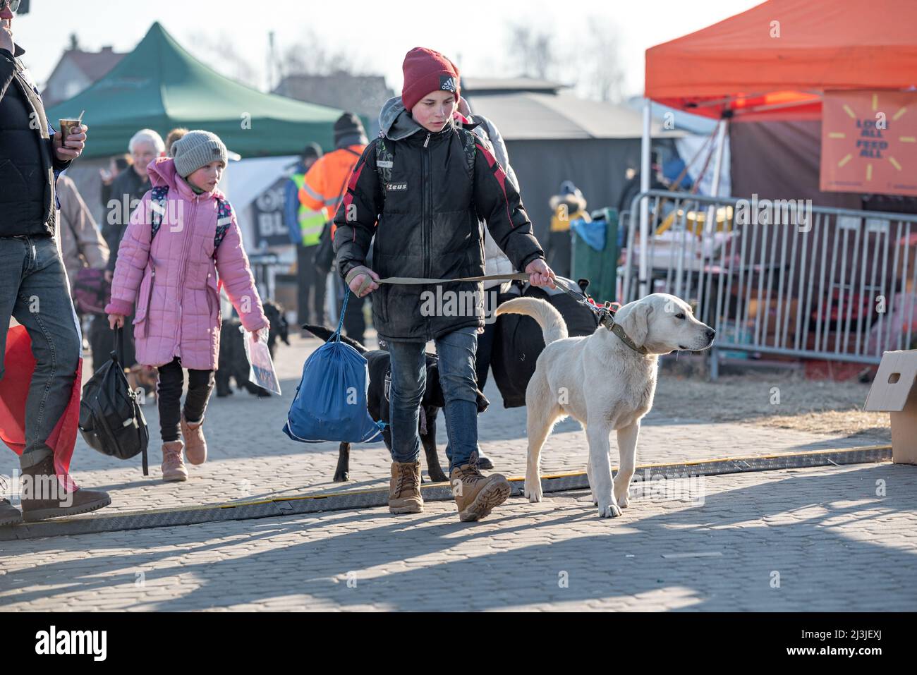 Medyka, Poland - March 17, 2022: Refugees from Ukraine arriving at ...