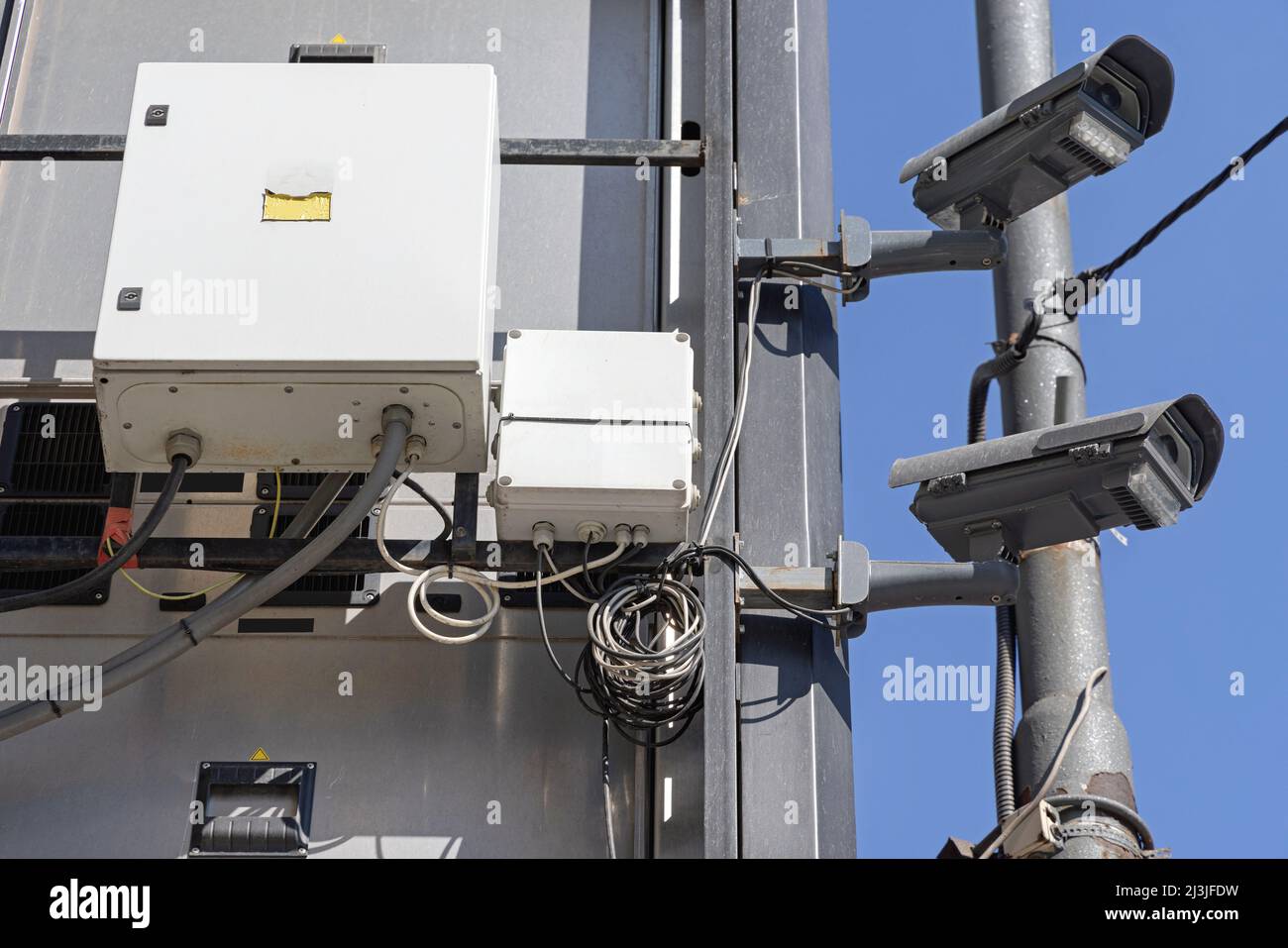 Video Surveillance CCTV Cameras at Pole Electric Control Box Security ...