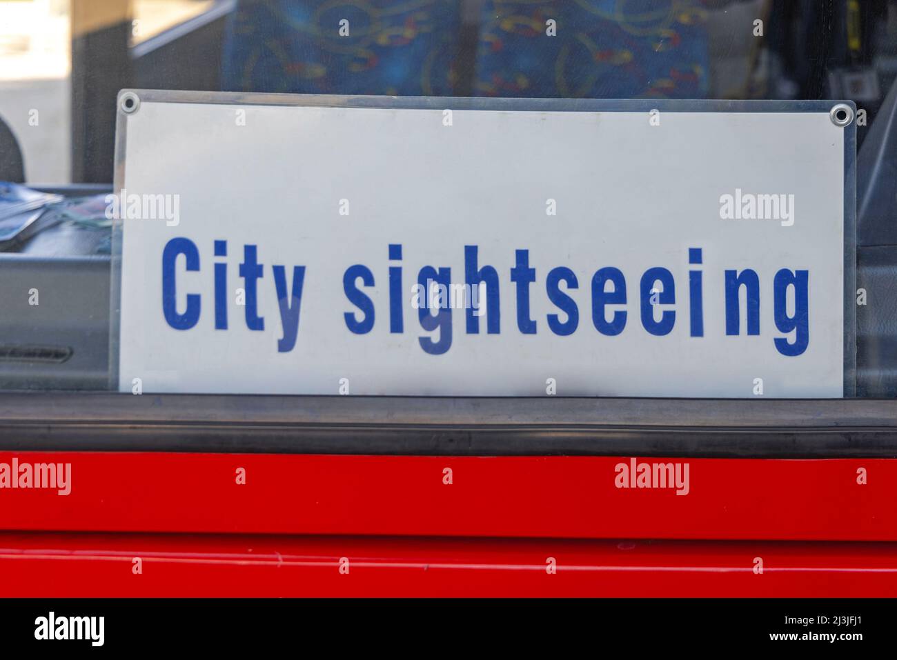 City Sightseeing Tour Sign Board in Tourist Bus Windscreen Stock Photo ...