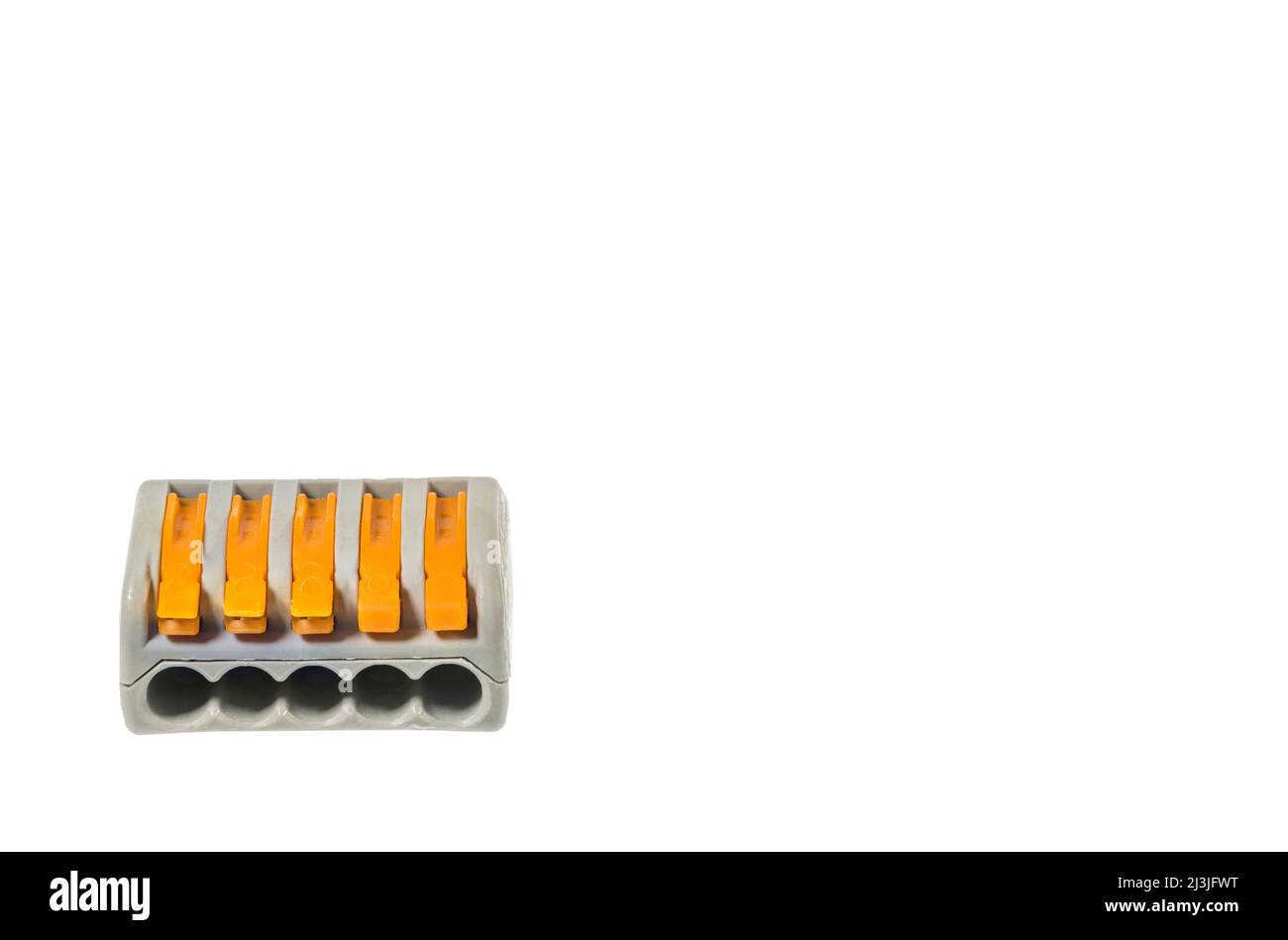 Close up view connecting wires with quick wire connector isolation on ...