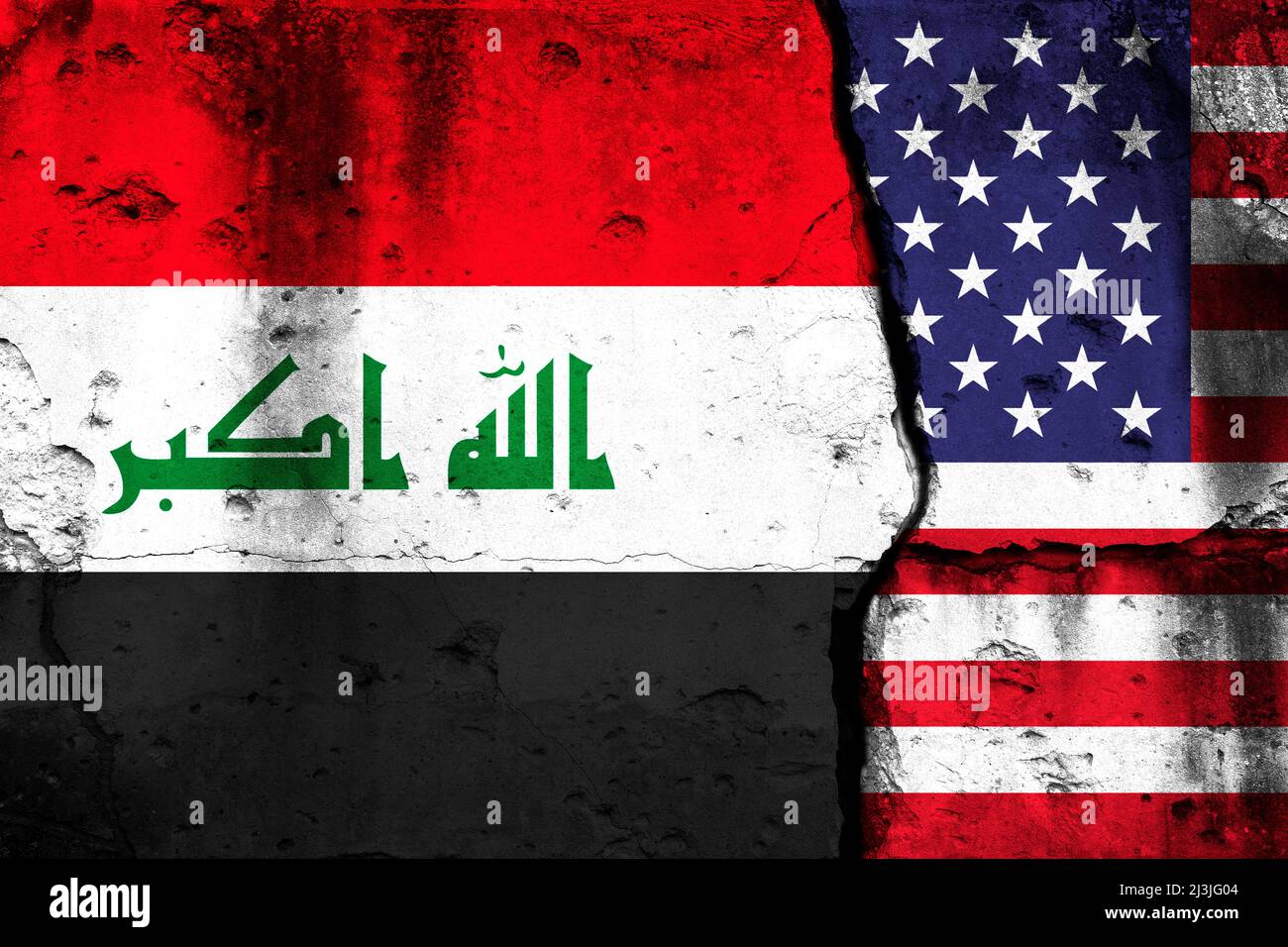 United States and Iraq crisis. Background with national flags on ...