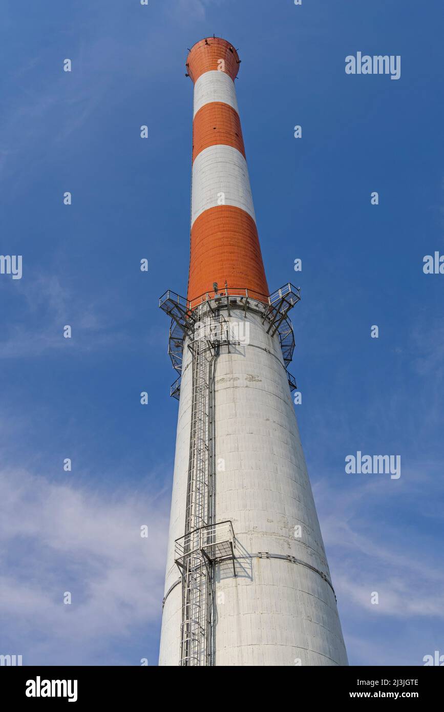 Red and White Tall Chimney Structure at Thermo Plant Stock Photo - Alamy