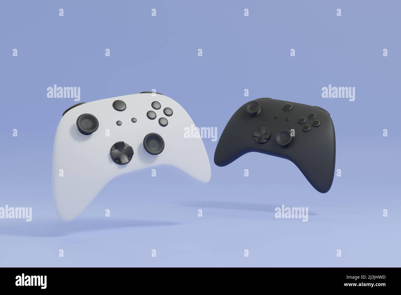 White and black joystick gamepad, game console controller, videogame computer or arcade gaming ...