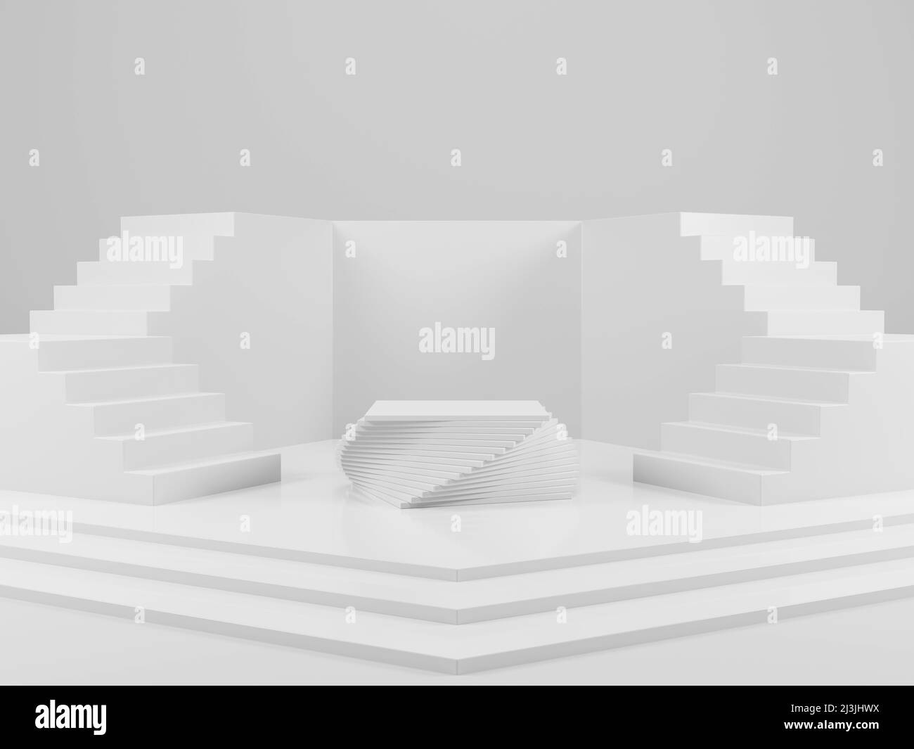Minimal twisted layer product presentation display podium with stairway ...
