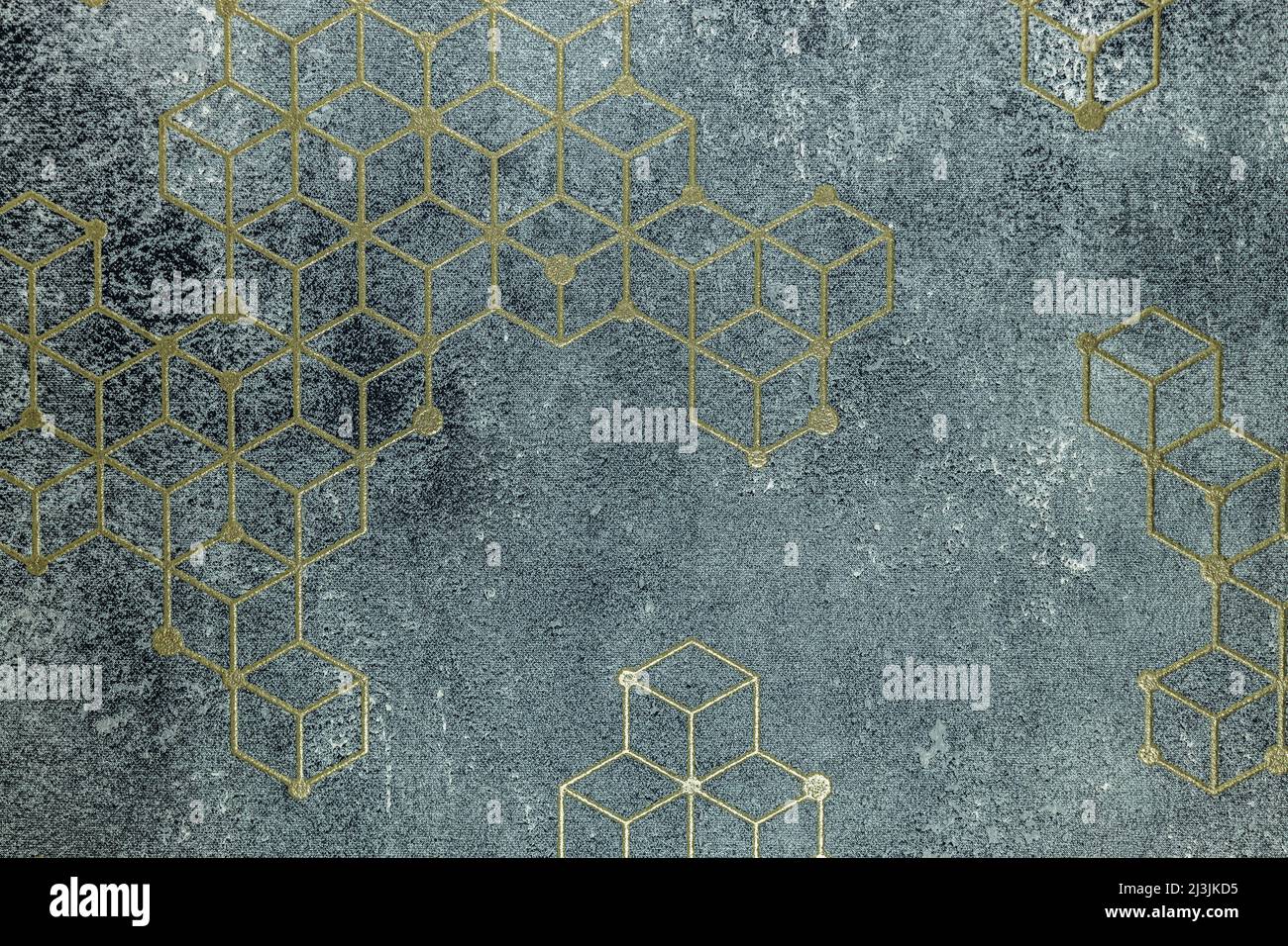Tapestry background with abstract geometric gold shapes pattern Stock ...