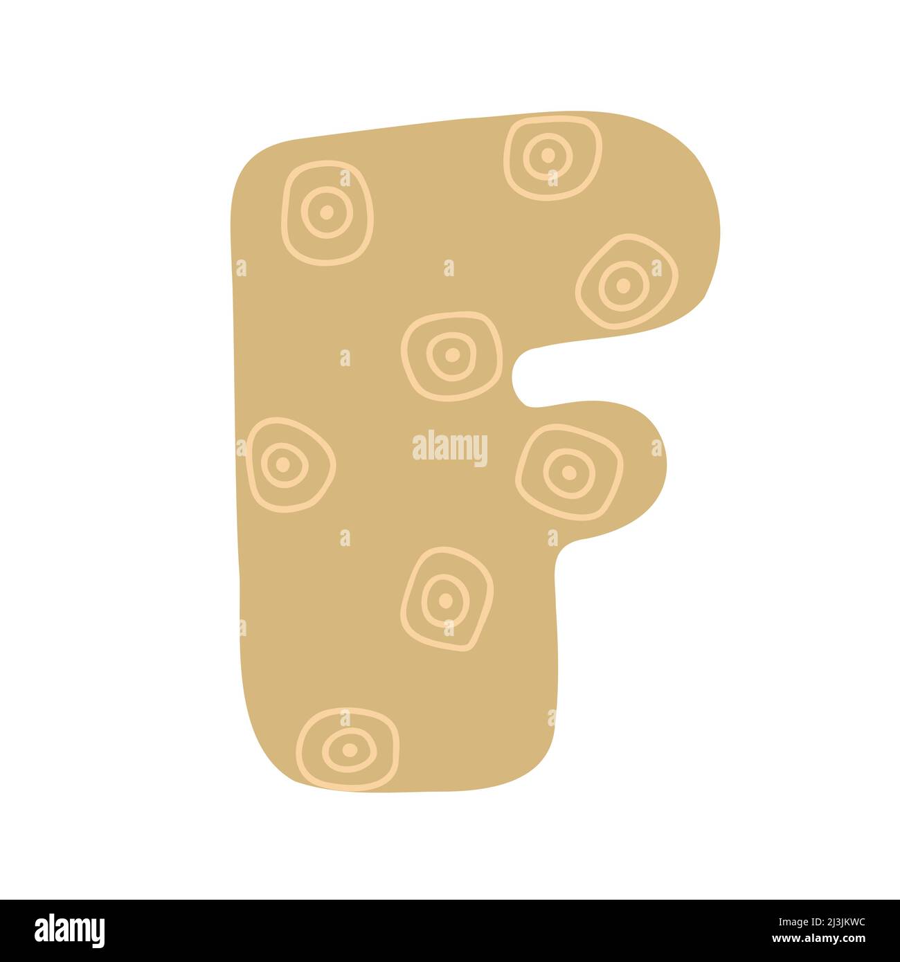 Letter F of English alphabet, doodle style decorated with simple ...