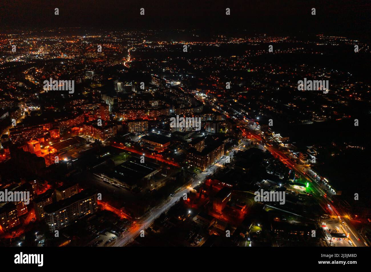 Night city, night city view from drone, nightlife landscapes in big ...