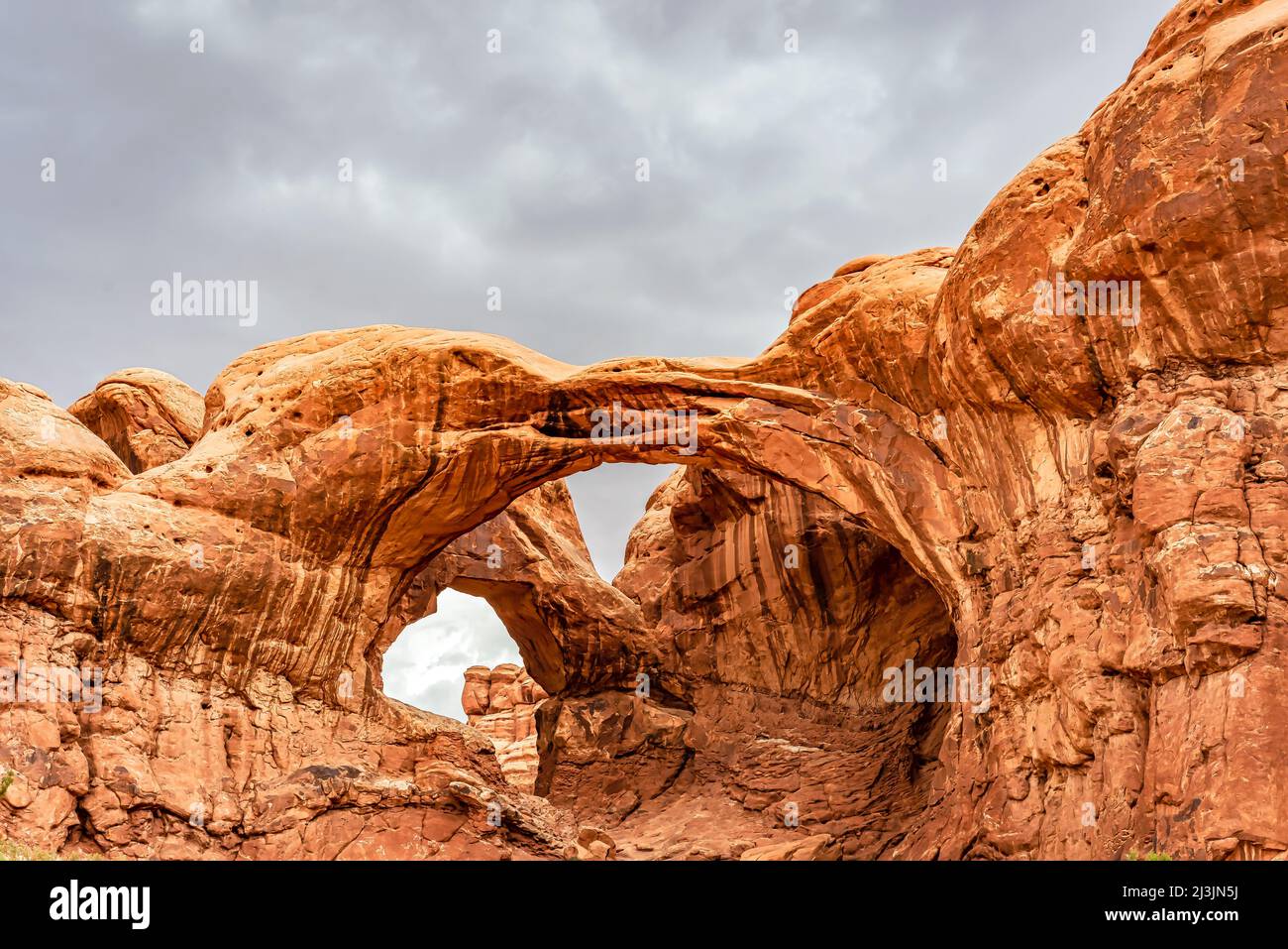 Double Arch rock formation in Arches National Park Stock Photo - Alamy