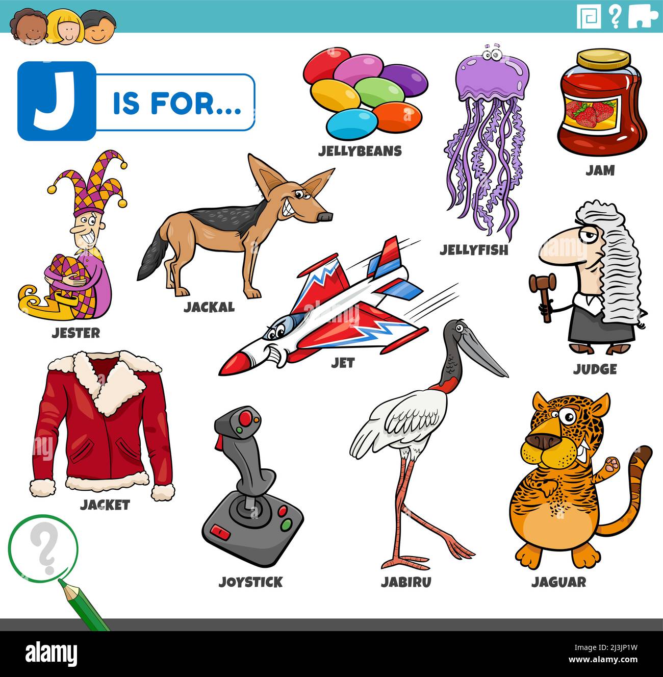 educational cartoon illustration for children with comic characters and ...