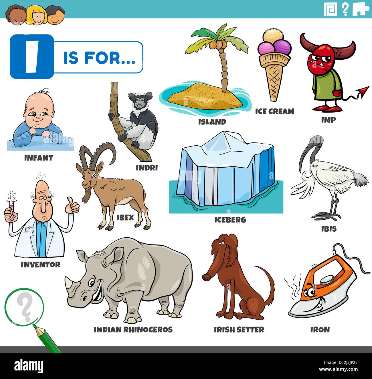 educational cartoon illustration for children with comic characters and ...