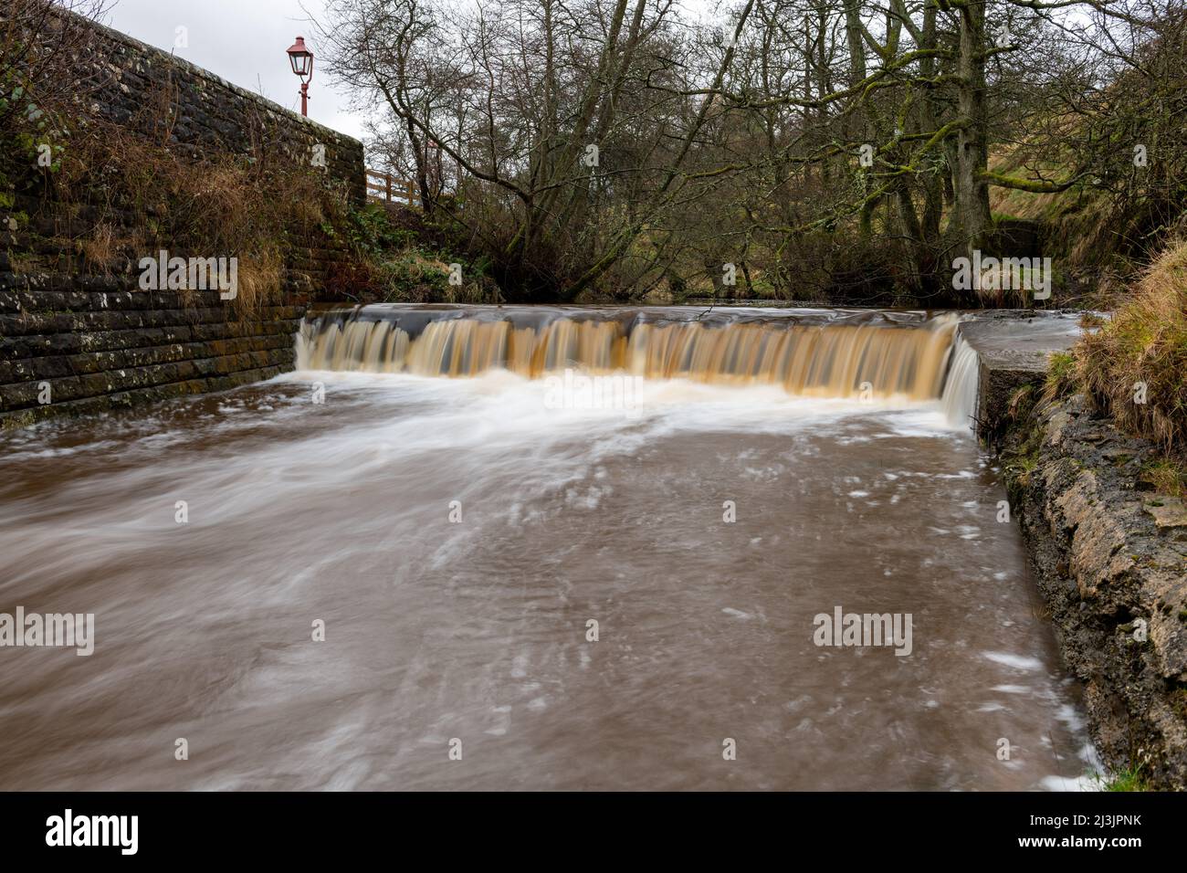 Long exposure of the waterfall on the Eller Beck river flowing past ...