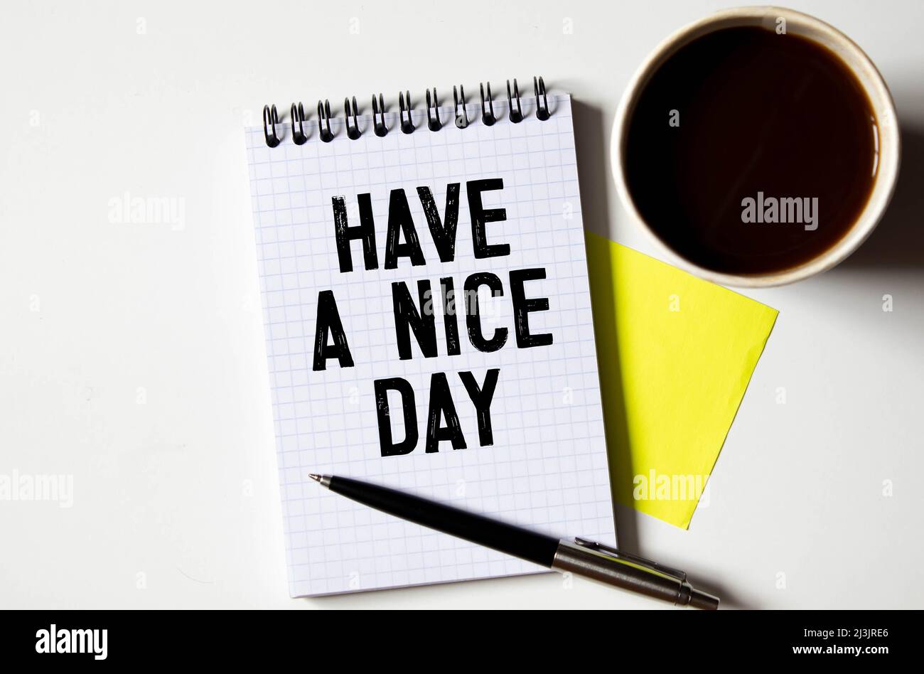 two post-it notes with handwritten HAVE A NICE DAY on them Stock Photo ...