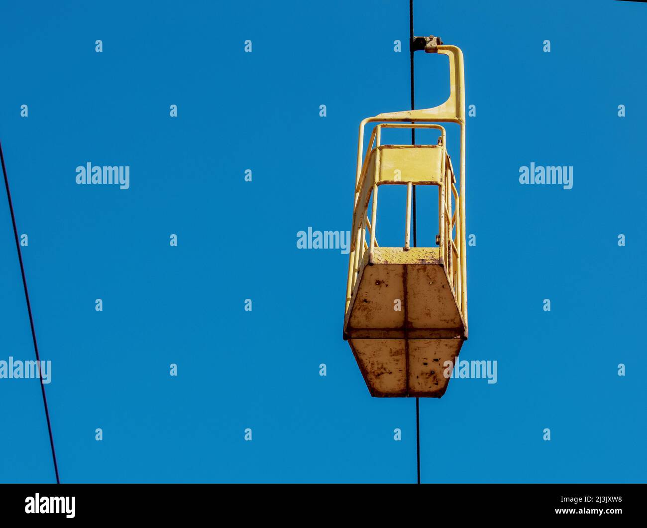 Old cable car in Dnepropetrovsk. Cable car cabins against the ...