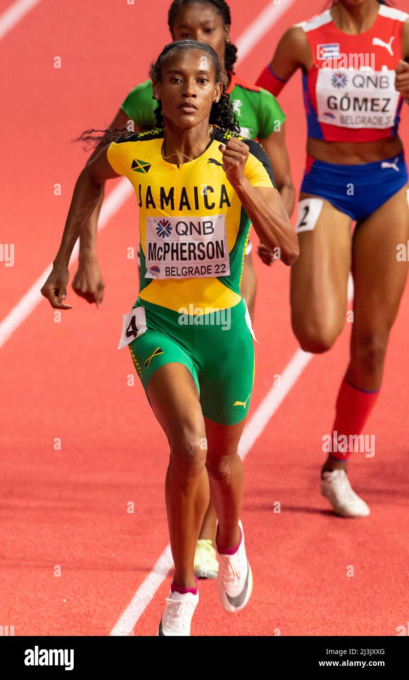 Stephenie Ann McPherson competing in the 400m heats on Day One of the ...
