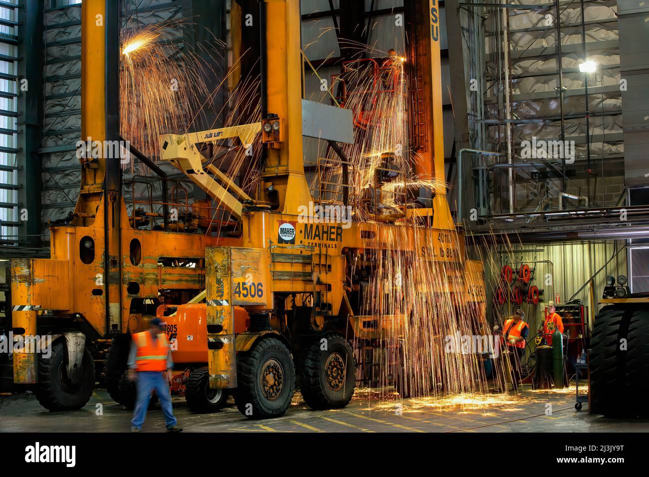 Flying Sparks, Straddle Repair Stock Photo - Alamy
