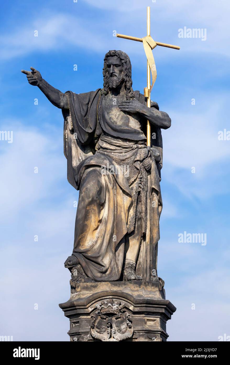 Prague charles bridge statue of saint john the baptist hi-res stock photography and images - Alamy