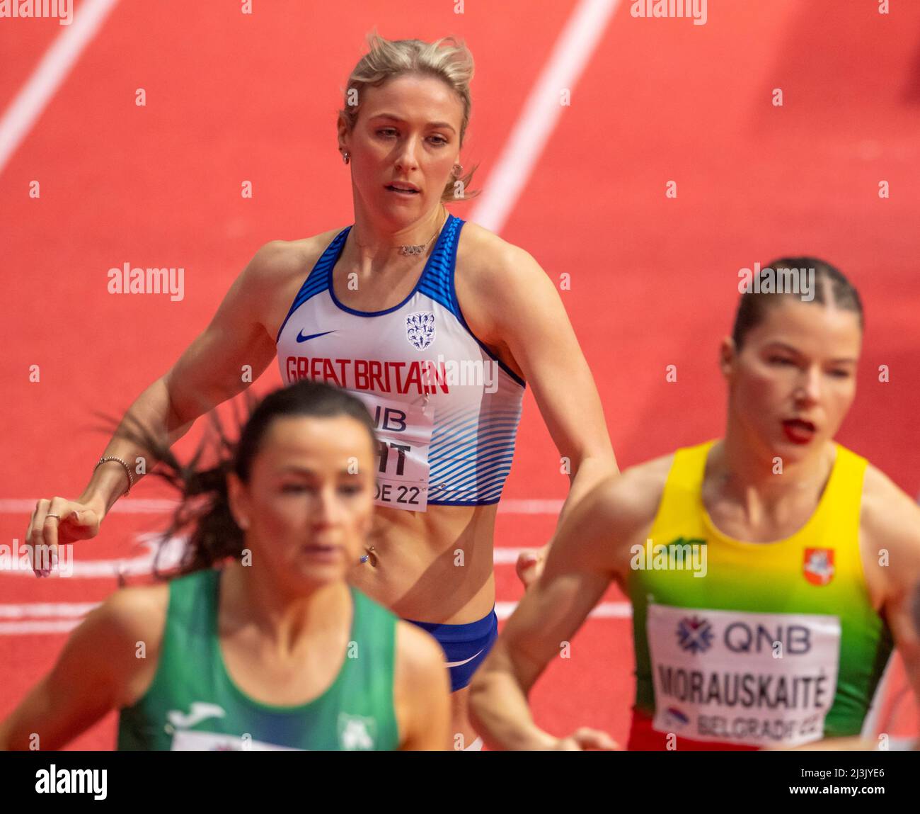 Jessie Knight competing in the 400m heats on Day One of the World ...