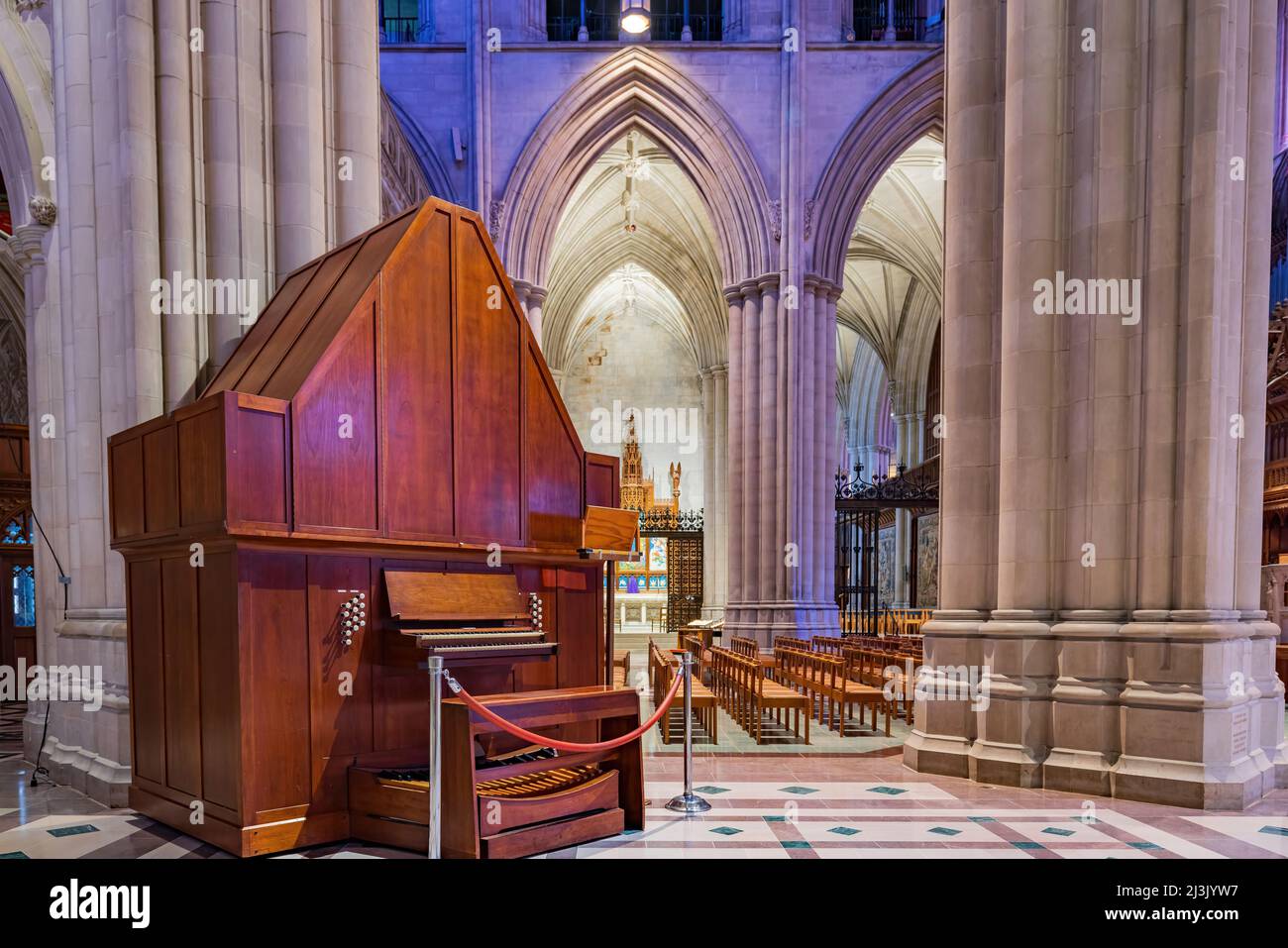 Interior view of the Washington National Cathedral at Washington DC ...